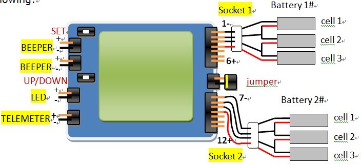 6S 12S LiPO Battery Cell Voltage Monitor Monitoring System Custom